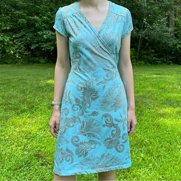 Athleta | Dresses | Athleta Blue Dragon Paisley Wrap Dress S | Poshmark
